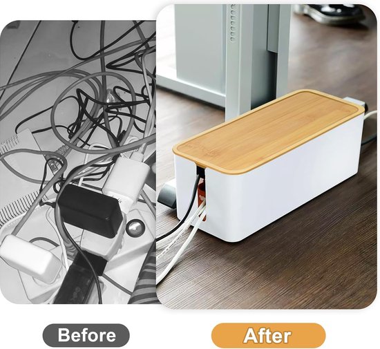 Kabelbox, set van 3 kabelboxen, wit, van veilig ABS-kunststof met ...