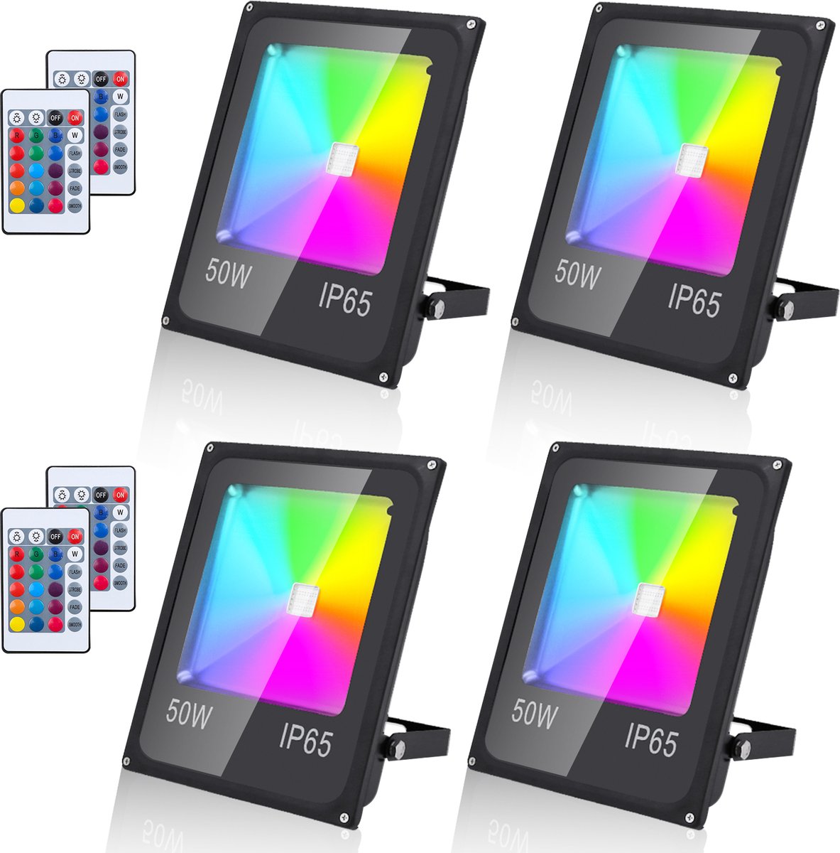 4X 50W RGB-schijnwerper Afstandsbediening RGB LED schijnwerper ...