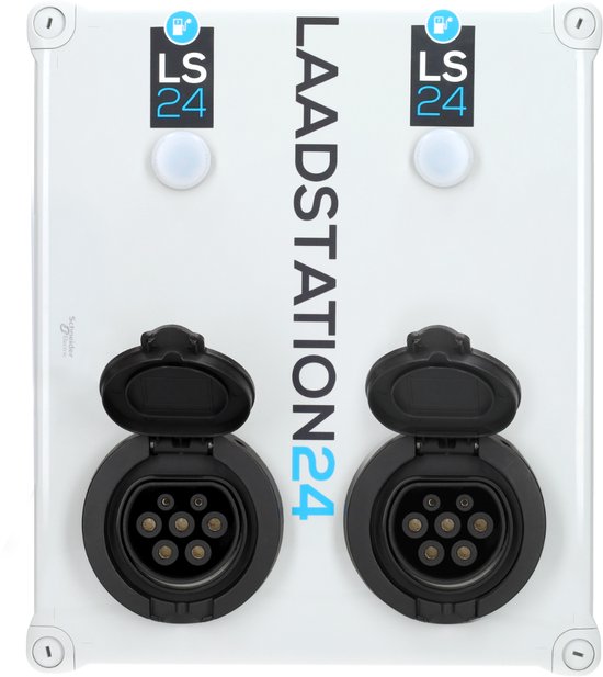LS24 dubbele laadpaal type 2 Mennekes wandcontactdoos 2x16A (2x11kW ...