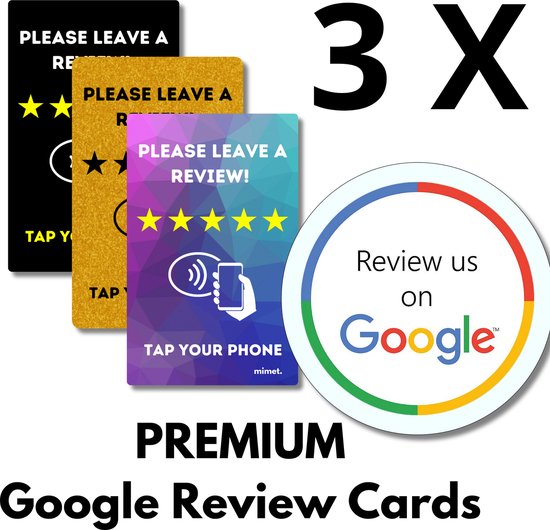 Google Review Kaarten - 3 Stuks - Boost je reviews - NFC Premium cards ...