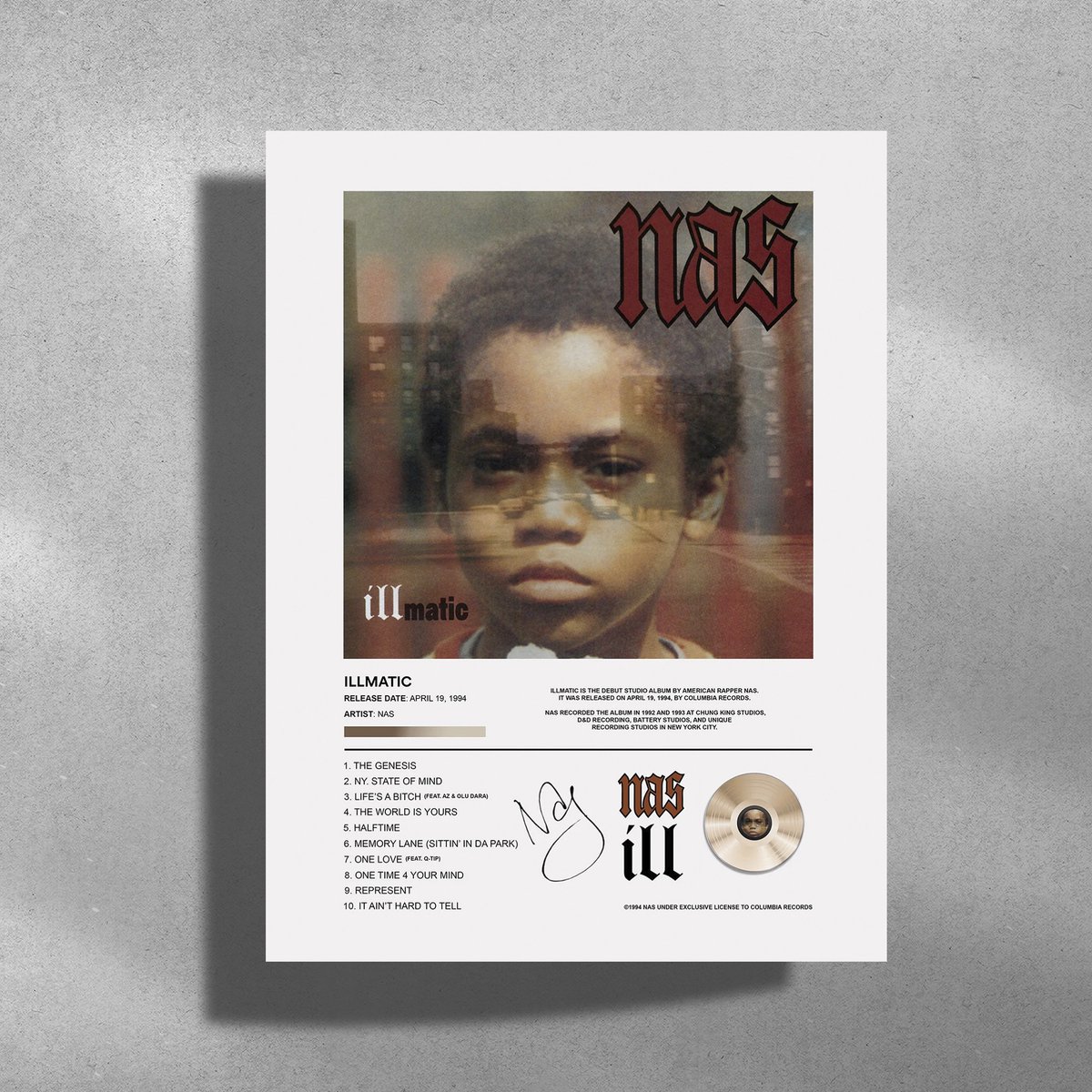 NAS Illmatic - Metalen Poster 30x40cm - album cover | bol