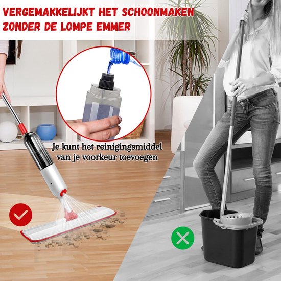 Dweil met spray - 500 ml - dweil - dweilsysteem - spray mop - Inlc. 5 ...