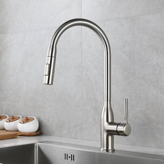 LABOZA - Spigot Chroom Keukenkraan met Uittrekbare Uitloop 2-Stralen | bol