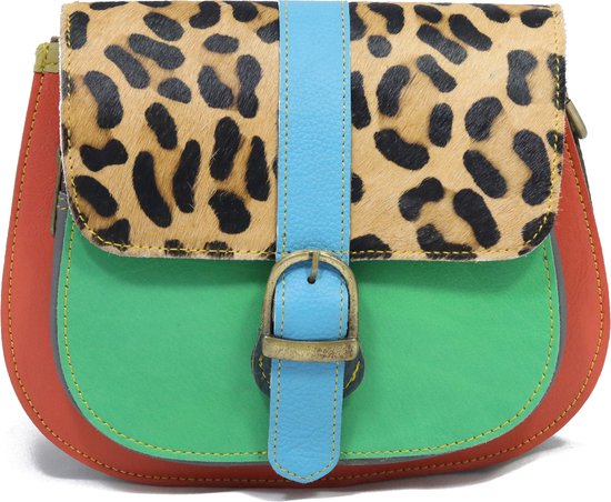 Schoudertasje van restleder - gekleurd tasje - gerecycled leder ...