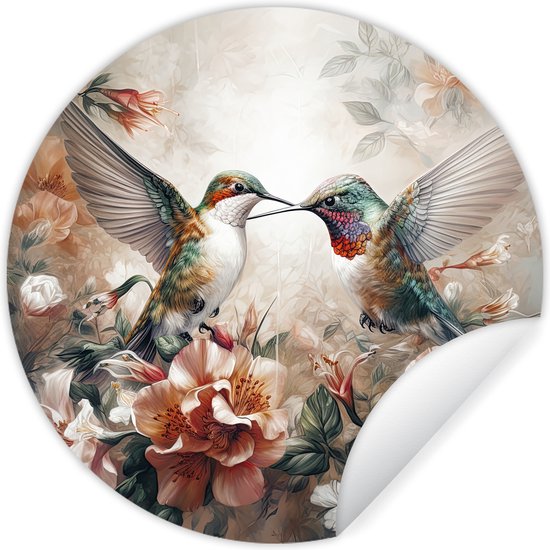 Muurstickers dieren - Kolibrie - Vogels - Bloemen - Behangsticker - Behangcirkel... | bol