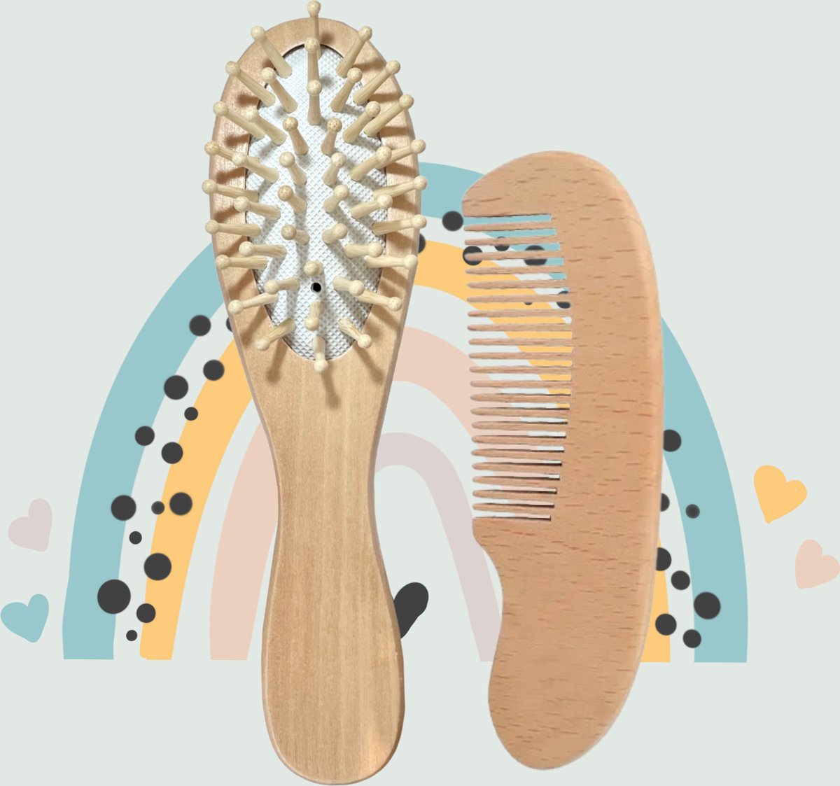 Houten baby borstel en kam set | bol
