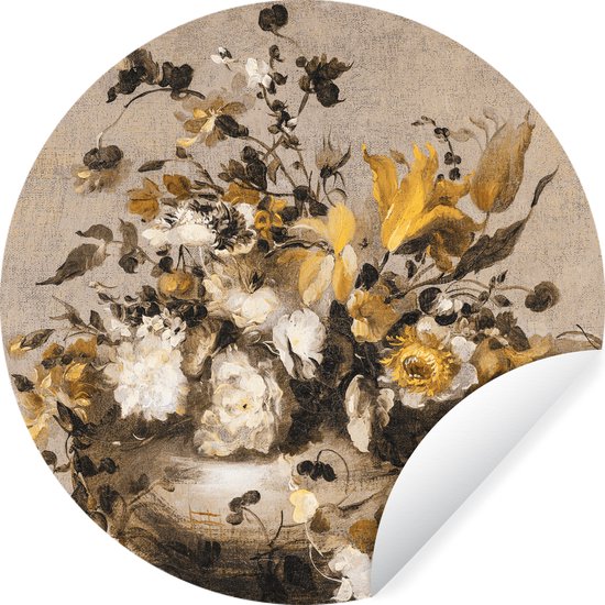 WallCircle - Muurstickers - Behangcirkel - Bloemen - Oude Meesters - Geel - ⌀ 140 cm -... | bol