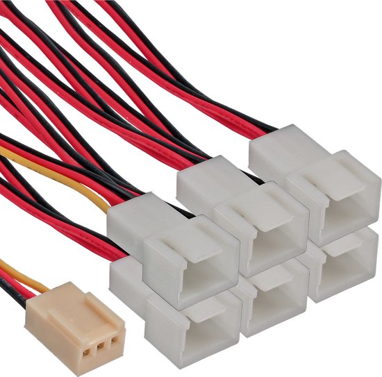 3-pins Case Fan (v) - 6x 3-pins Case Fan (m) splitter - 0,15 meter | bol