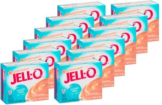 Jello | Butterscotch Pudding | Suikervrij | 12 stuks | 12 x 28 gram | bol