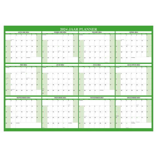 Jaarplanner 2024 - A0 - Groen - 118x84cm | bol