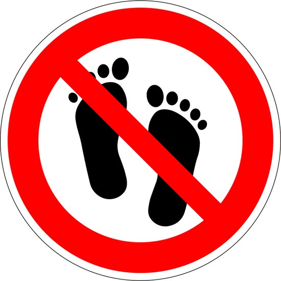 Blote voeten verboden bord - kunststof 400 mm | bol