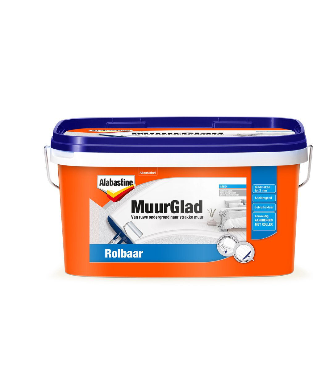 Alabastine - Muurglad Rolbaar - Wit - 5 liter | bol