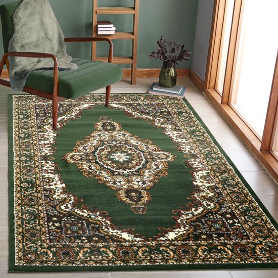 Flycarpets Klassiek Groen Vloerkleed Skazar - Oosters motief - Perzisch ...