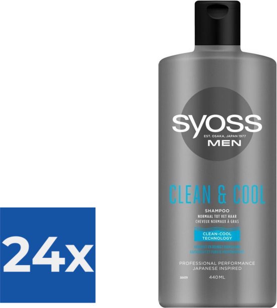 Syoss Men Clean and Cool Shampoo 440 ml - Voordeelverpakking 24 stuks | bol