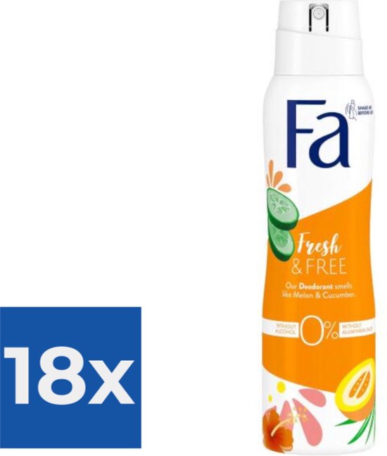 Fa Deo Spray 150ml Fresh & Free - Voordeelverpakking 18 stuks | bol