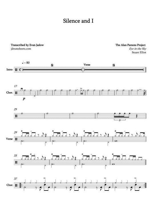 Drum Sheet Music: Alan Parsons Project - Alan Parsons Project - Silence ...