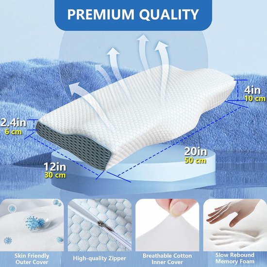 Traagschuimkussen, hoofdkussen, nekkussen, orthopedisch slaapkussen, afneembaar... | bol