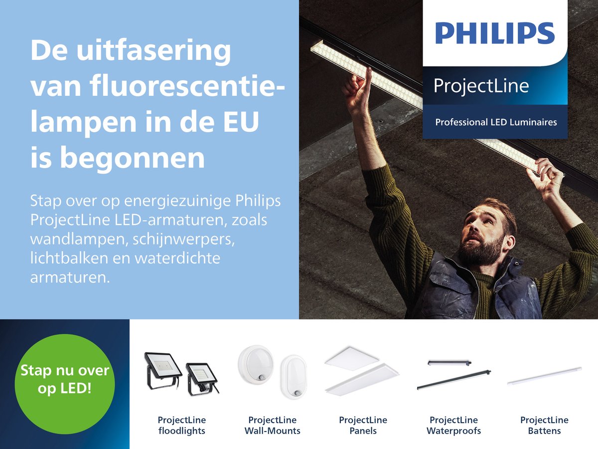 Philips ProjectLine schijnwerper - LED paneel - 20 W - Warmwit licht | bol