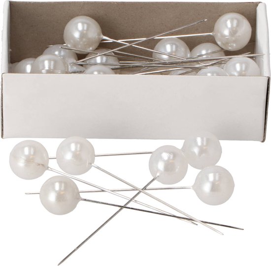 DK Design Spelden met parel kop/kopspelden/naaispelden - 8 cm - wit ...