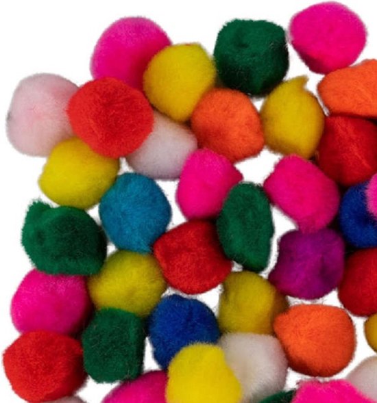 Pompons - 150x - gekleurd - 20 mm - hobby/knutsel materialen | bol