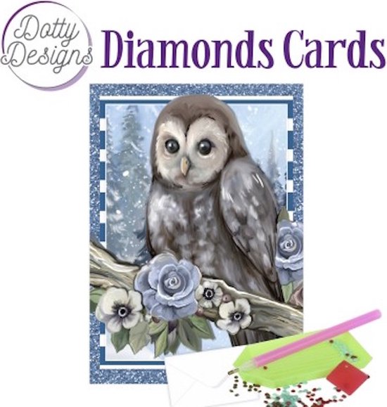 Dotty Designs Diamond Cards - Owl with ice flowers in the snow | bol