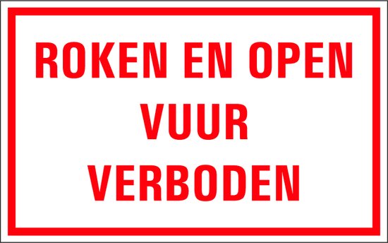 Roken en open vuur verboden tekststicker 320 x 200 mm | bol