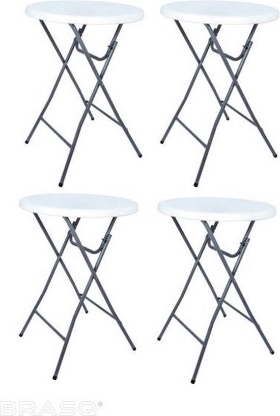 BRASQ Statafel Inklapbaar Set van 4 BT100 Wit/Grijs ⌀ 80cm | bol