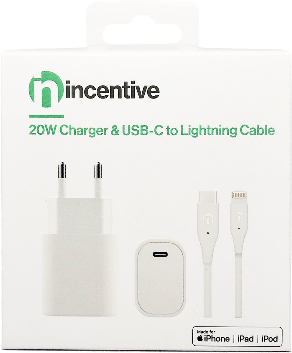 Incentive Travel Adapter oplader 20W USB-C met USB-C naar Lightning ...