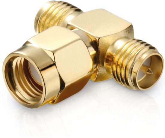 SMA Splitter - RP-SMA male naar 2x RP SMA female - T-Splitter - Verguld ...