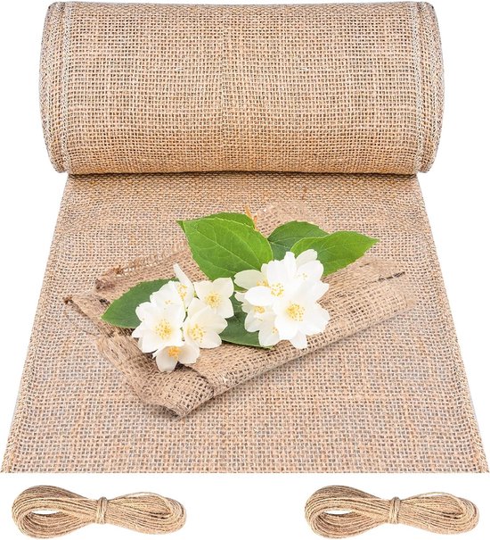 ute tafelloper, 20 cm x 10 m, jute band, 100% natuurlijke juteloper ...