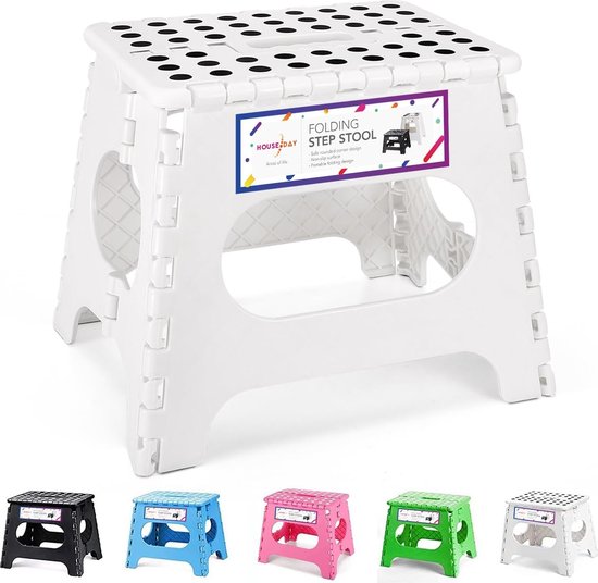 27 cm Folding Step Stool, Foldable Children’s Stool, Foot Stool (White ...
