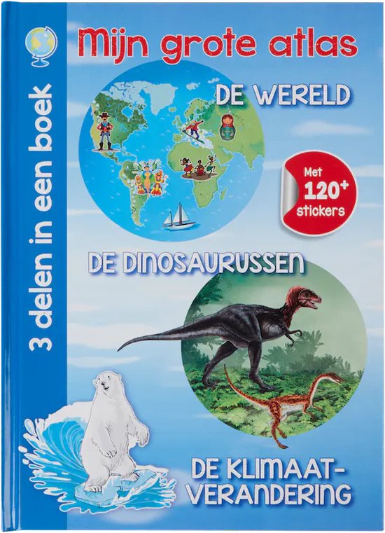 mijn grote atlas met stickers de wereld dinosaurussen dino | bol