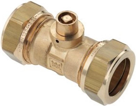 Bonfix knelkoppeling - Rechte koppeling met ontluchter - 15mm x 15mm - Vertint Messing | bol