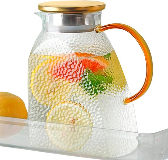 Glass Carafe with Lid Stainless Steel: 1.8 Litre Water Carafe Glass ...