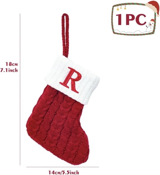 Covie - Kerstsok - Kerstsok met letter - Alfabet - Voor in de kerstboom ...