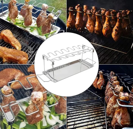 Griglia Multifunzione 15 Slot Stainless Steel Drumstick Holder, Chicken ...