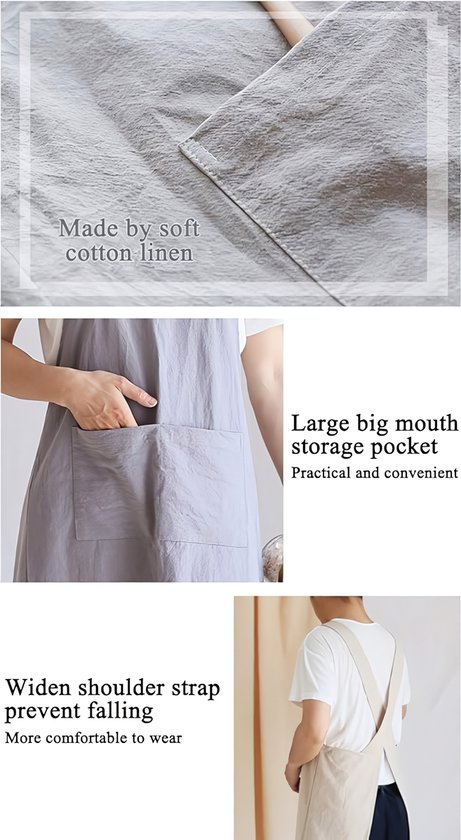 Schort met Zak Katoen en Linen Unisex Japanse Stijl Apron voor Chef ...