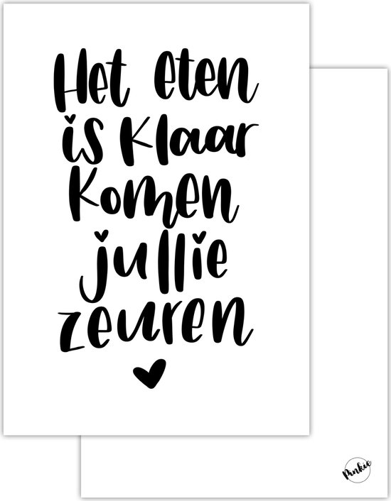 A4 poster - Het eten is klaar komen jullie zeuren - gezin - wit - humor ...