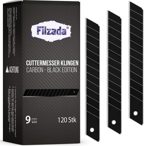 Filzada® 120 x reservemesjes, stanleymes, 9 mm, zwart, ultrascherpe ...