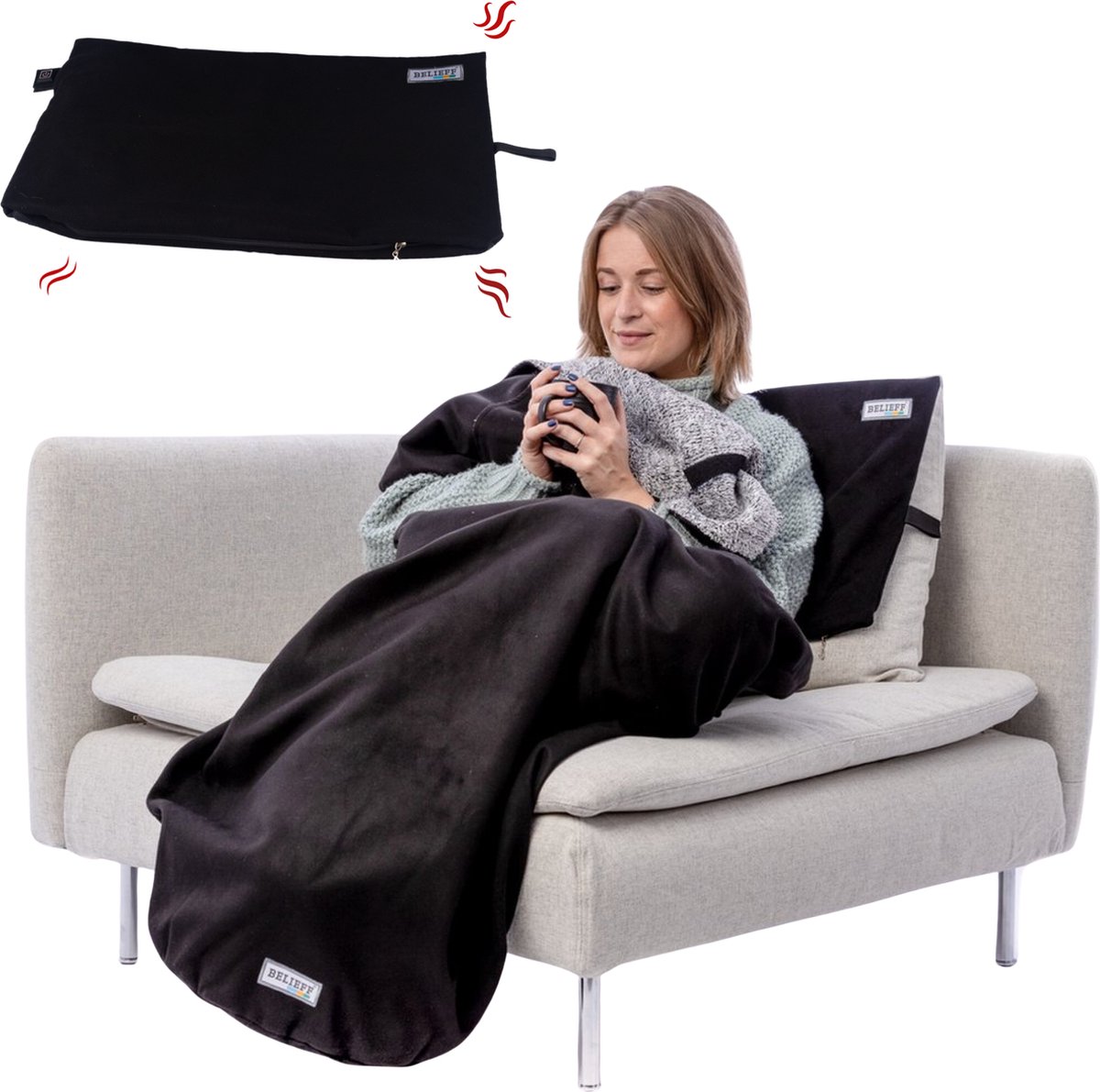 Belieff Cozy Deken (XL) – 180 x 85 CM - Fleece Plaid + Heating Systeem ...