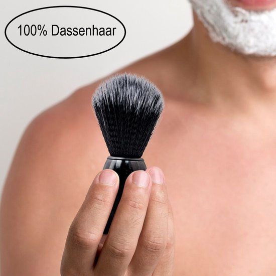 Purepeak Scheerkwast Dassenhaar - Zachte Haren - Zwart - Scheren ...