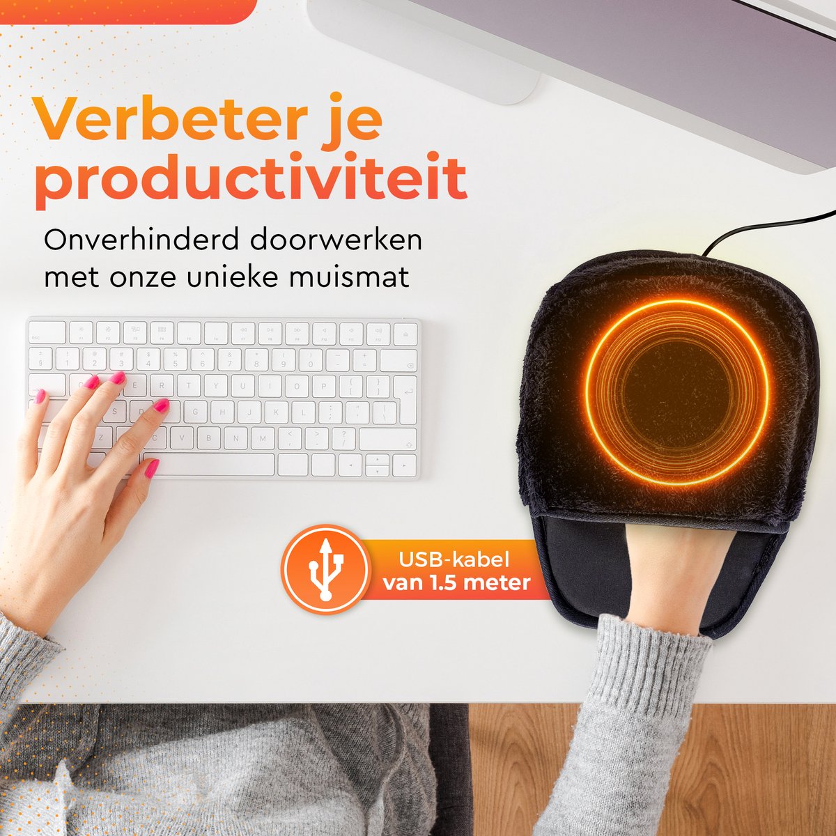 BOR® Verwarmde Muismat - Zwart en Roze - Verwarmde Muismat Voor Koude ...