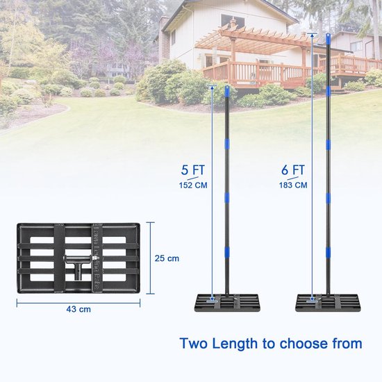 Grasbezem Zwart Metaal, 183 cm Grashark Grasnivelleerhark met ...