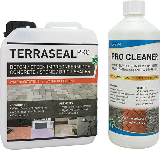 Terraseal Pro 2,5L + 1L Tergeo Pro Cleaner - Beton en steen impregneer ...