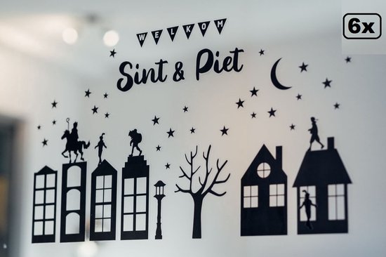 6x Raamsticker A4 Sint en Piet - Sinterklaas feest Thema feest ...