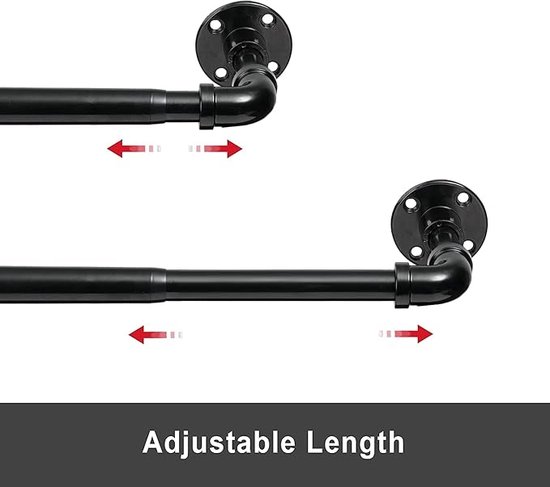 Industriële gordijnroede, uittrekbaar, 81-216 cm, verstelbare gordijnroede, glanzend... | bol