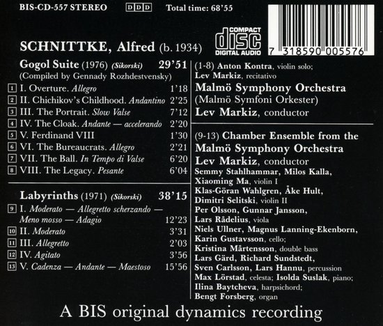 Malmö Symphony Orchestra, Lev Markiz - Schnittke: Gogol Suite ...