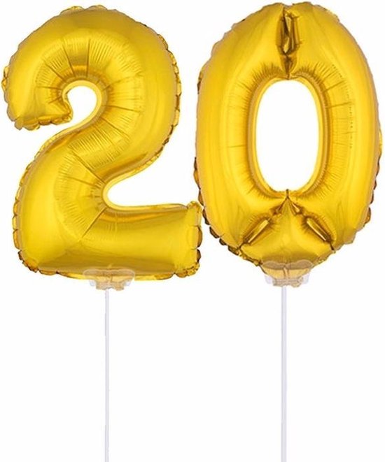 Gouden opblaas cijfer 20 op stokjes | bol.com