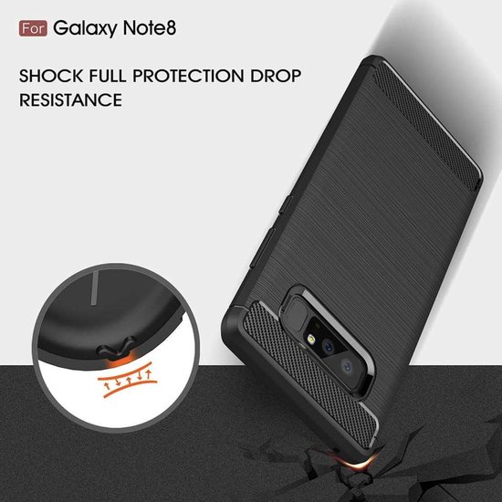 Luxe Samsung Galaxy Note 8 Back cover – Zwart – Geborsteld TPU Carbon ...