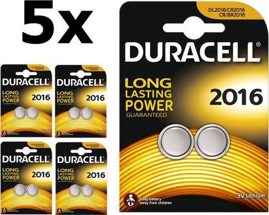10 Stuks (5 Blisters a 2st) - Duracell CR2016 Professional Electronics 3V 90mAh... | bol.com